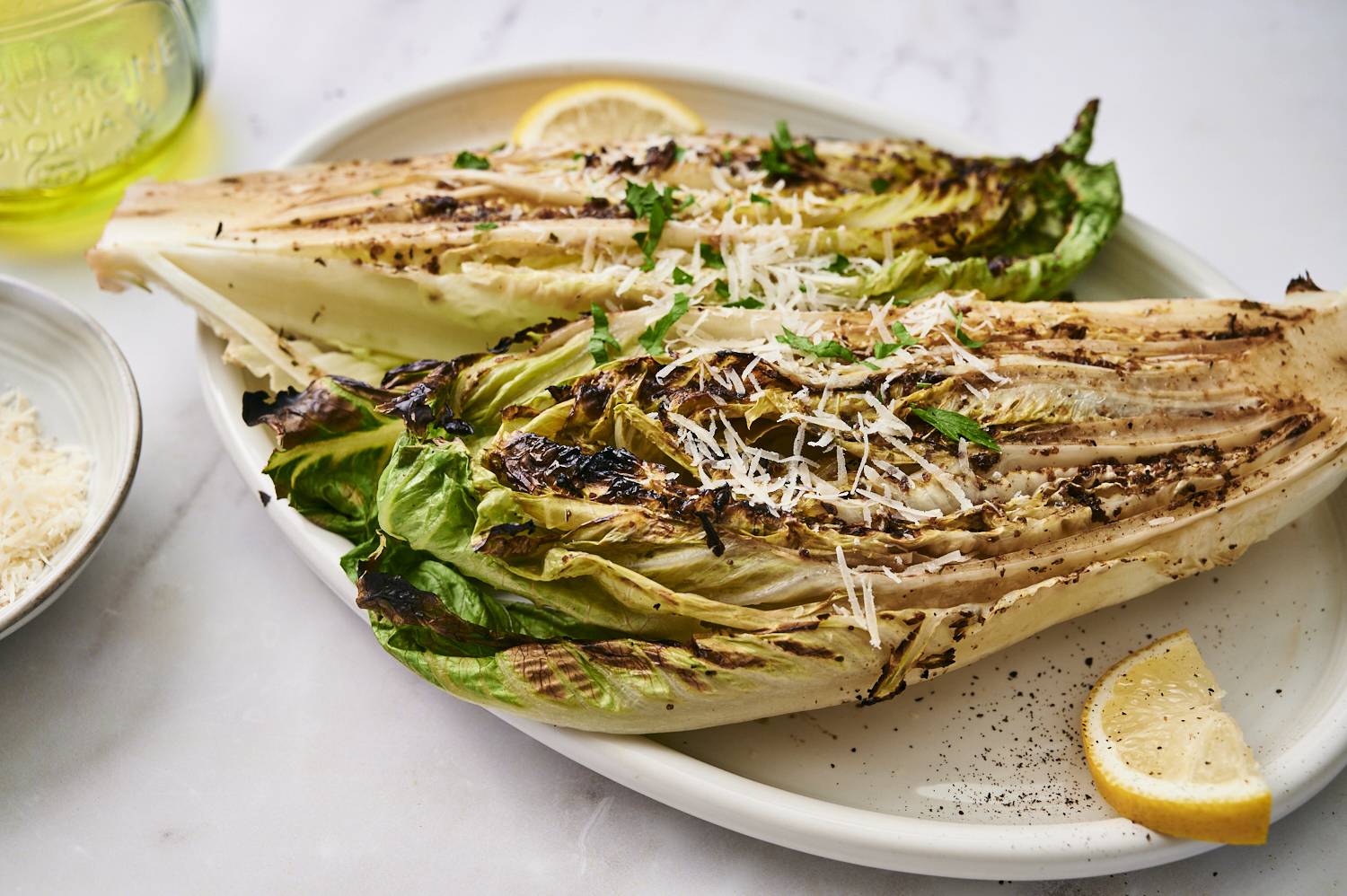 Grilled Romaine (Lemon + Parmesan) - Slender Kitchen