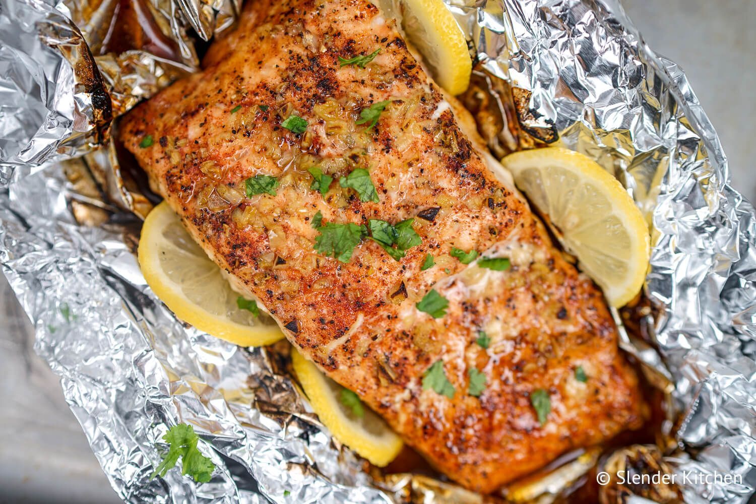 Baked Garlic Lemon Salmon in Foil - Slender Kitchen