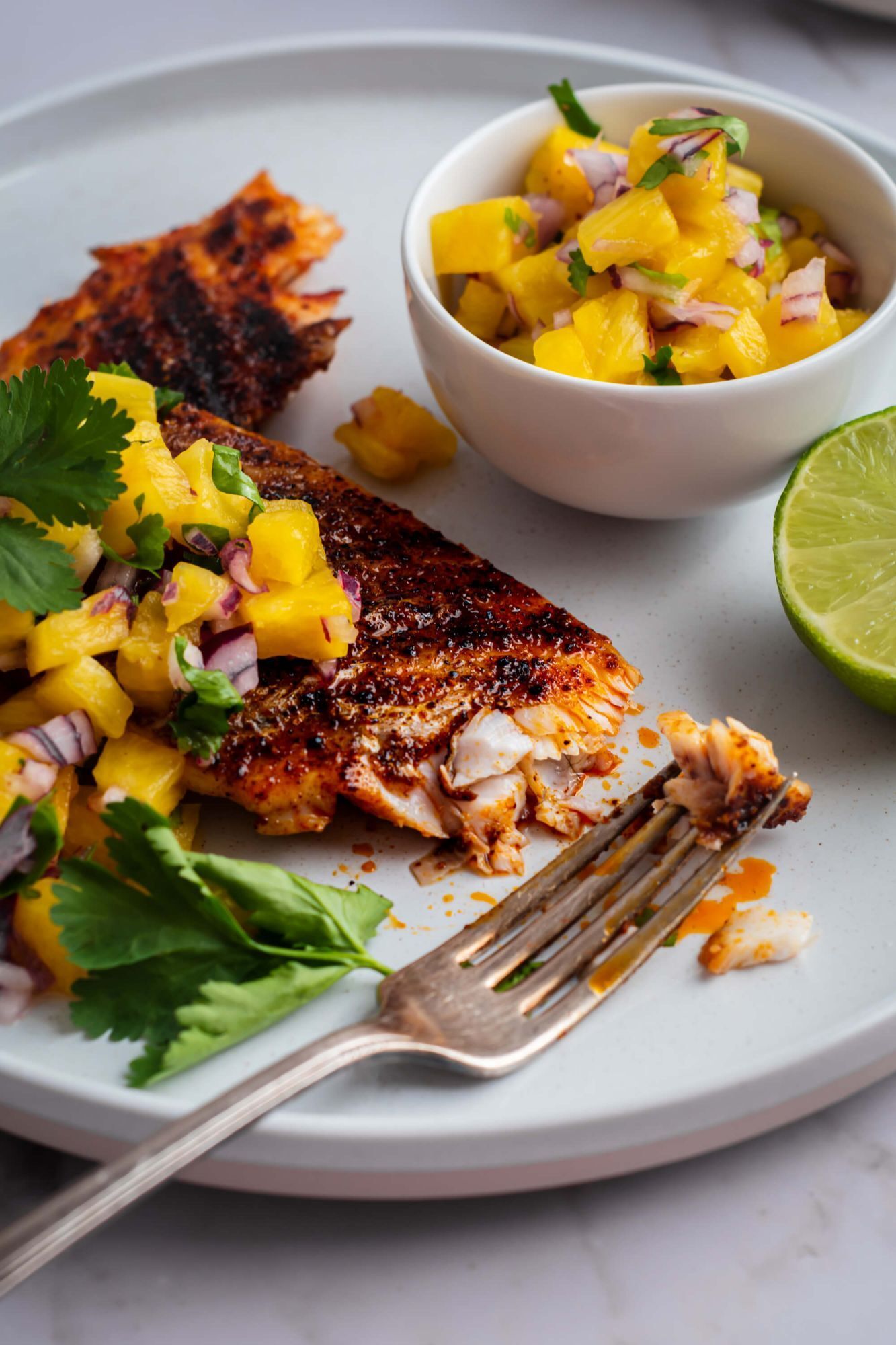Grilled Mahi Mahi (with Pineapple Salsa!)- Slender Kitchen