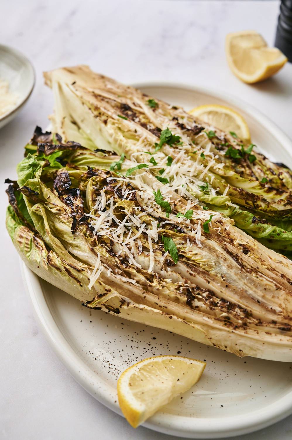 Grilled Romaine (Lemon + Parmesan) - Slender Kitchen