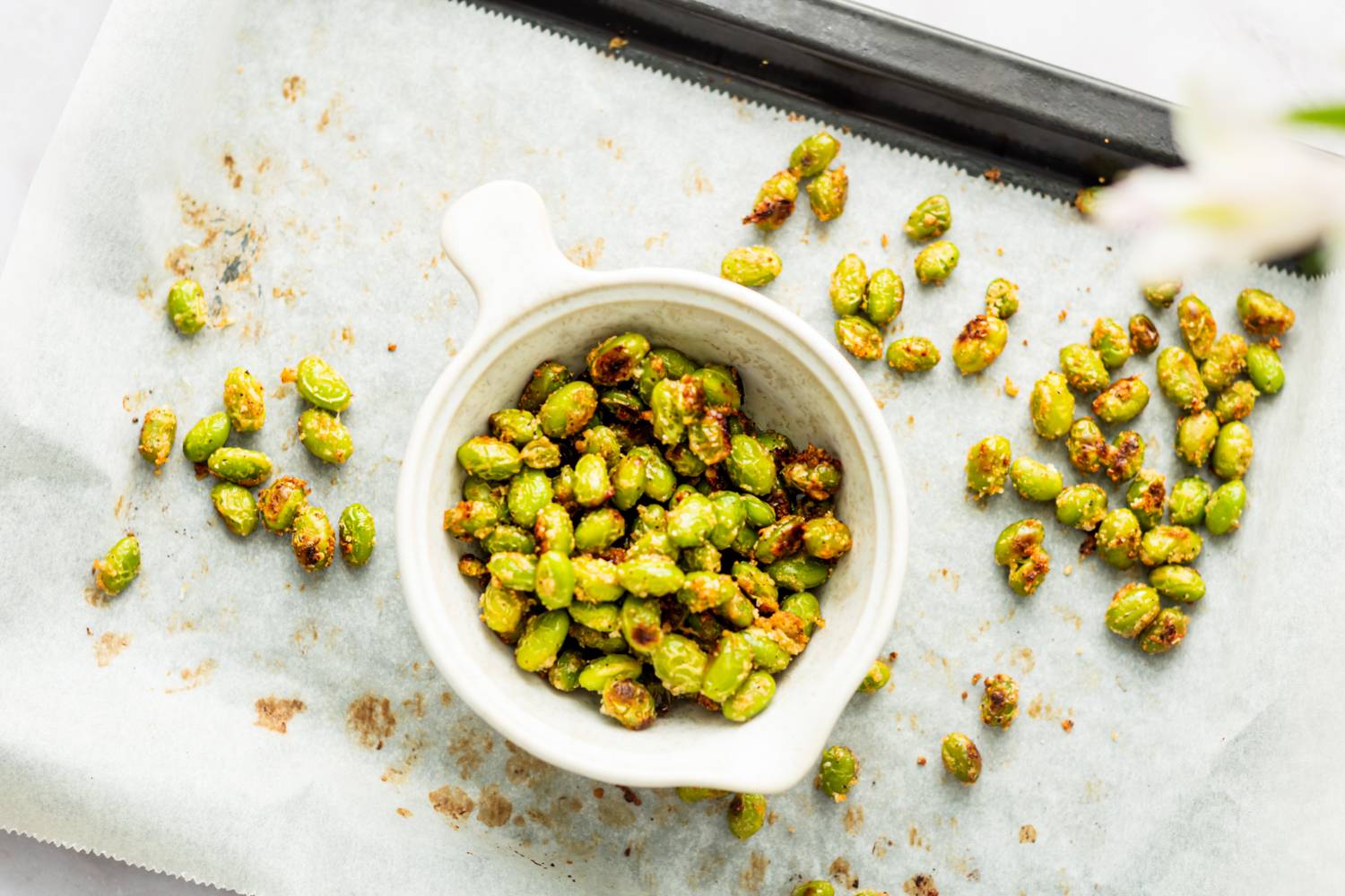 Roasted Garlic Edamame - Slender Kitchen