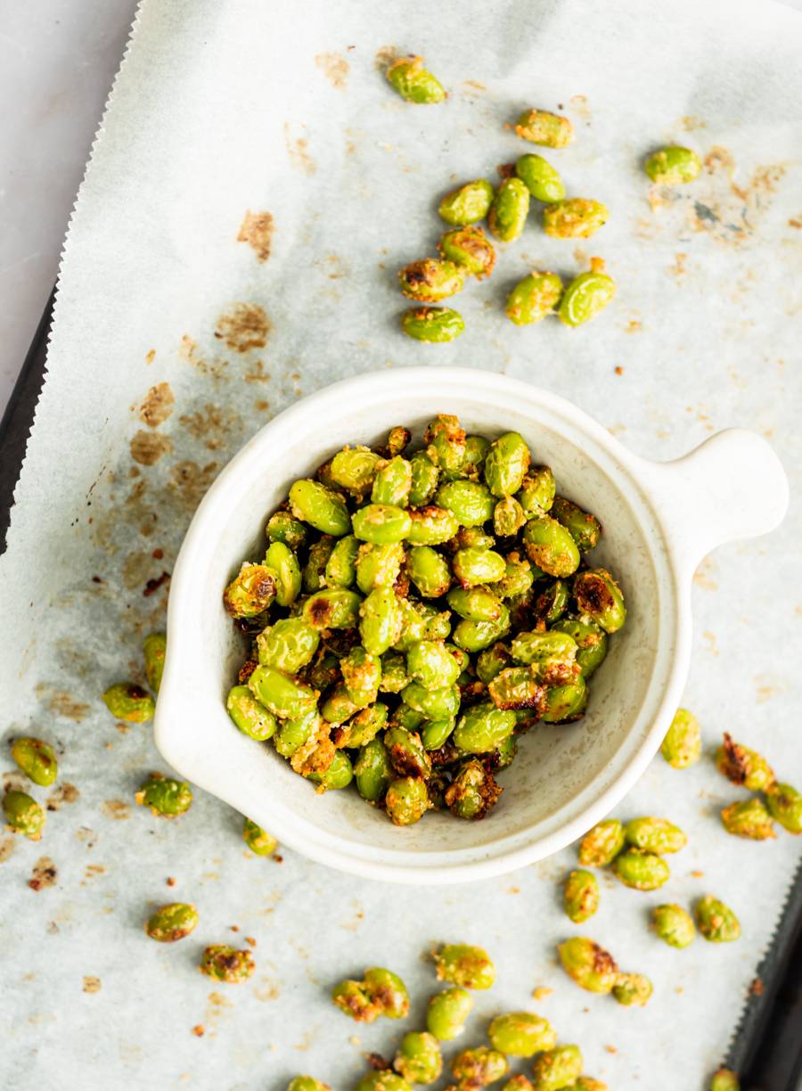 Roasted Garlic Edamame - Slender Kitchen
