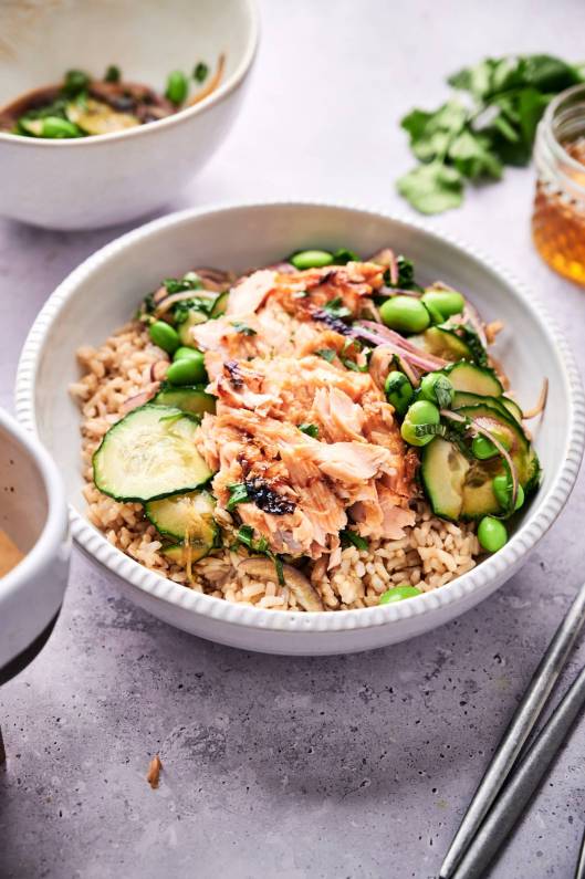 Salmon Rice Bowls (Fresh or Leftover Salmon!) - Slender Kitchen