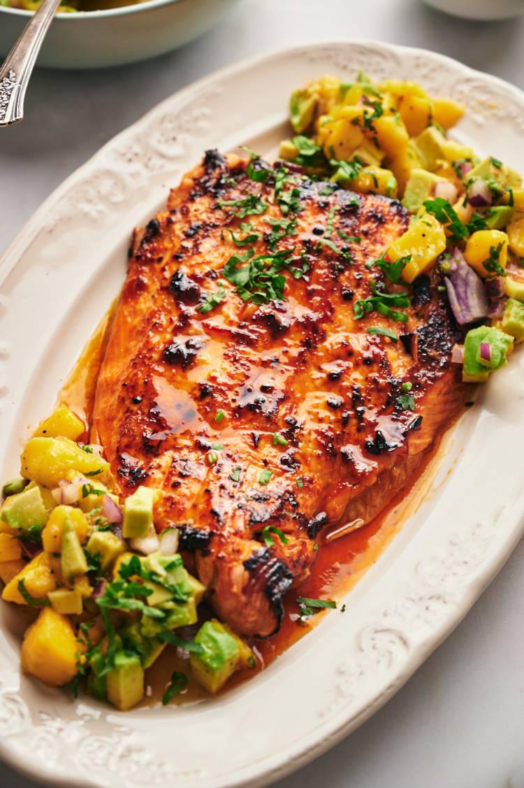 Honey Chipotle Salmon with Mango Salsa - Slender Kitchen