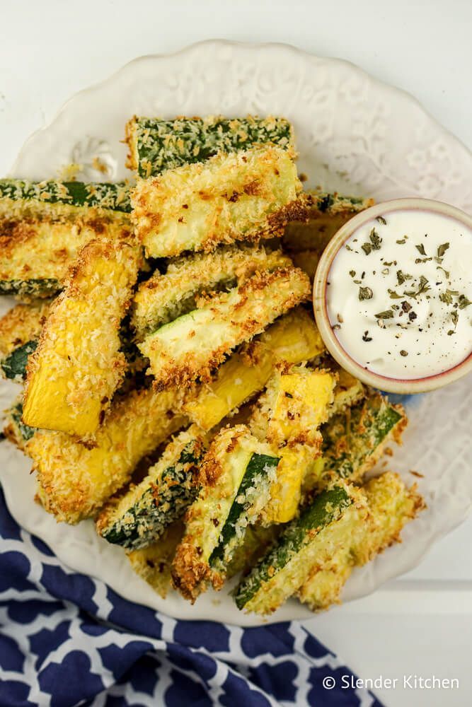 Baked Garlic Parmesan Zucchini and Summer Squash Fries - Slender Kitchen