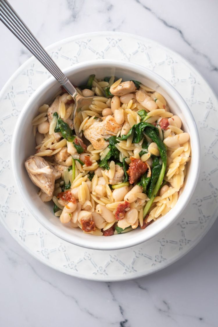 One Pot Orzo Pasta with Chicken (20 Minute Dinner)- Slender Kitchen