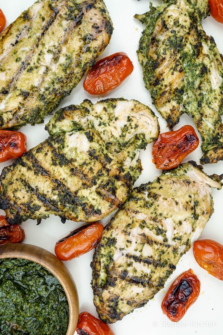 Pesto Chicken (Oven Baked or Grilled) - Slender Kitchen
