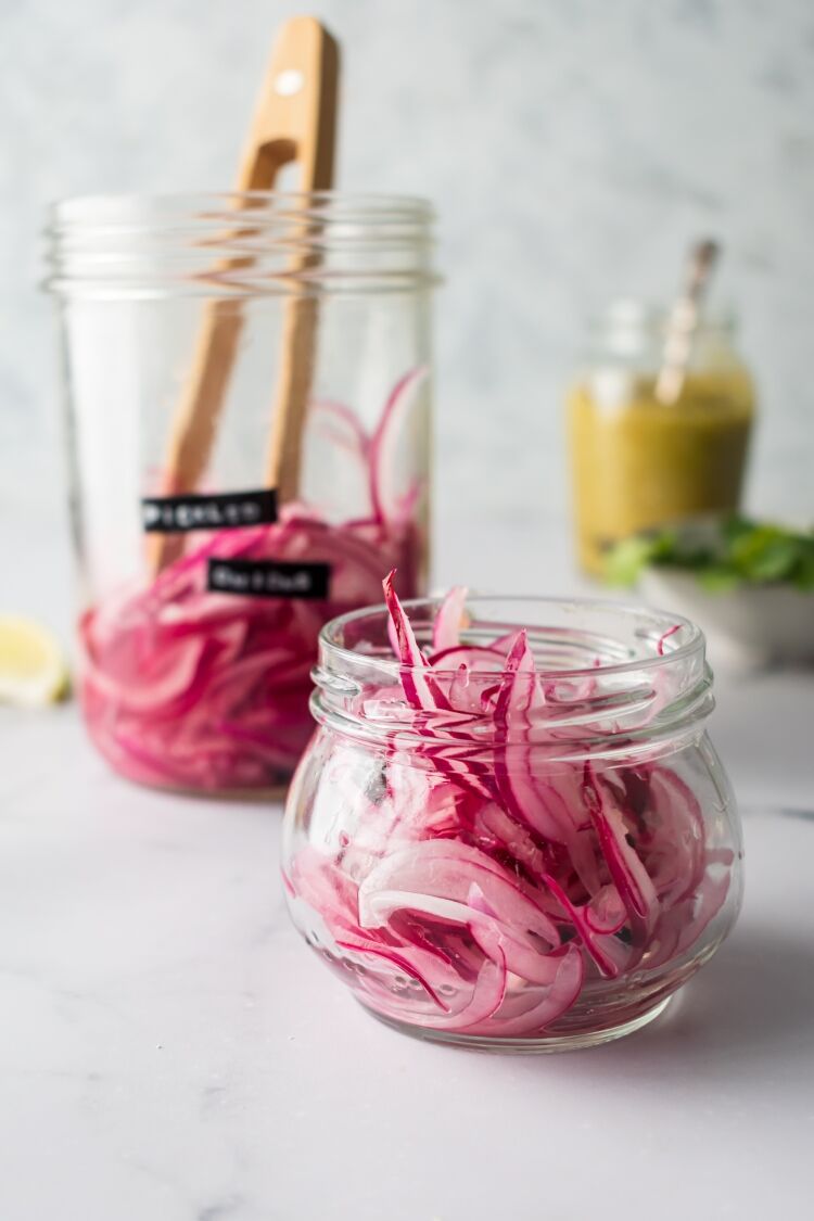 Pickled Red Onions (30 Minutes!) - Slender Kitchen