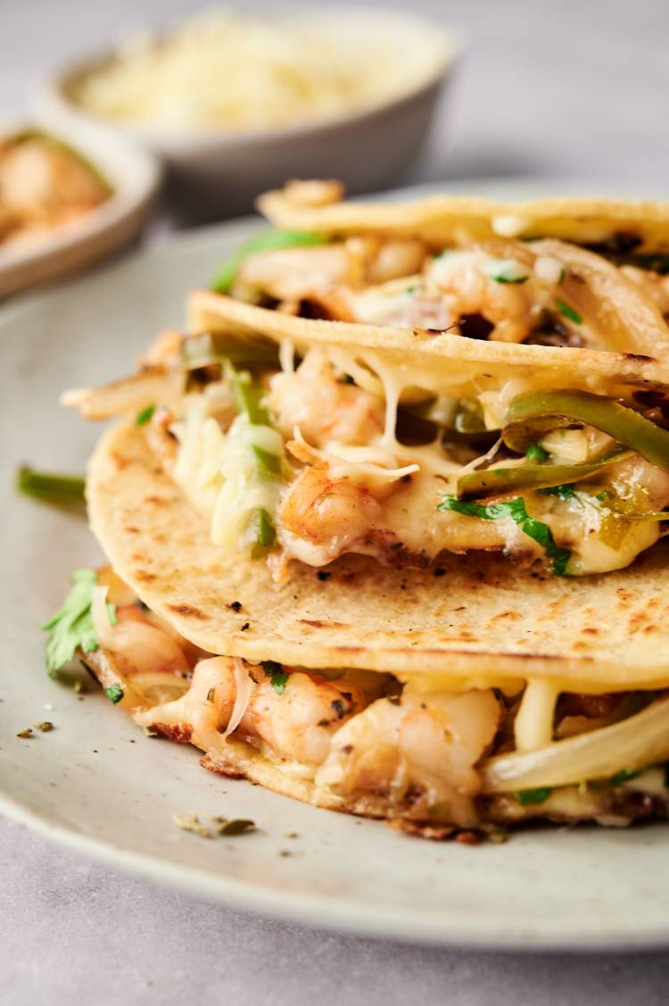 Authentic Tacos Gobernador (Cheesy Shrimp Tacos) - Slender Kitchen