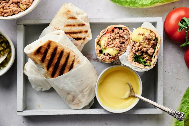 Grilled Cheeseburger Wrap - Slender Kitchen