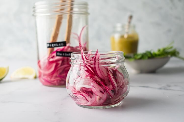 Pickled Red Onions (30 Minutes!) - Slender Kitchen