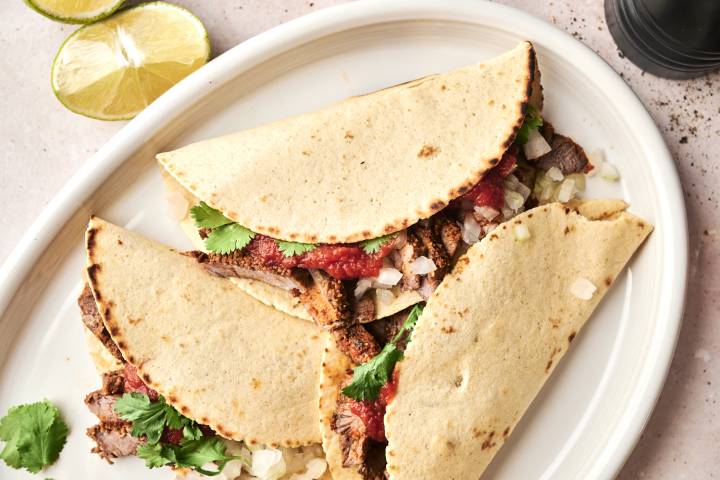 Authentic Tacos Gobernador (Cheesy Shrimp Tacos) - Slender Kitchen